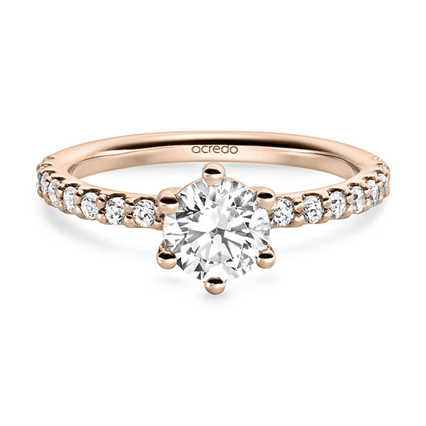 Verlobungsring in Rotgold 585 mit 0,7 ct. + zus. 0,32 ct. Brillant tw, si von acredo | A-19MH53 ...