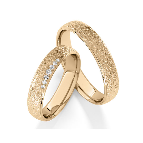 Paar klassische Trauringe/Eheringe in Roségold 585 mit zus. 0,059 ct ...