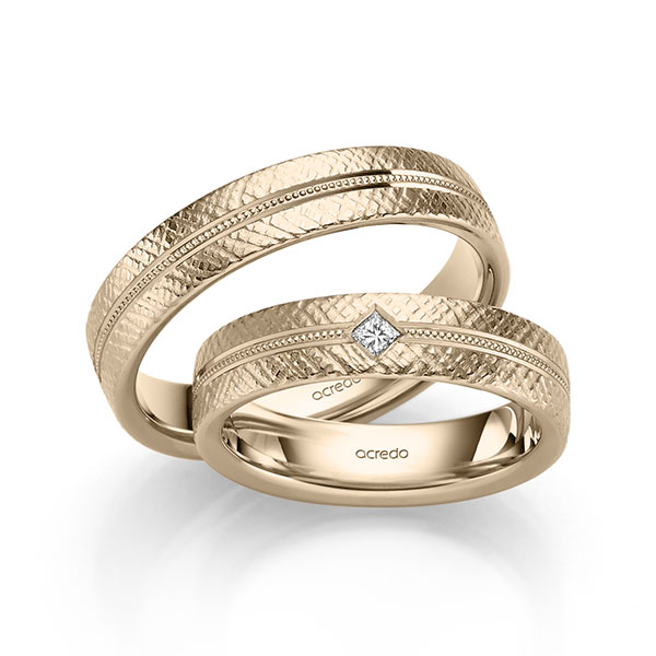 Set Klassieke trouwringen in Signature Goud 585 met in totaal 0,05 ct ...